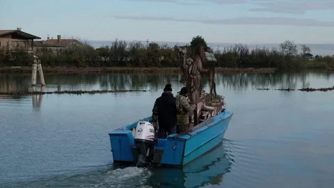 Floating nativity scene brings Christmas... | Stock Video | Pond5