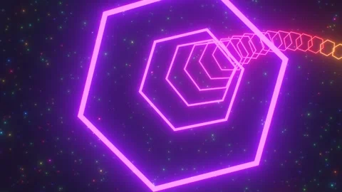 Floating Neon Hexagonal Shaped Glowing L... | Stock Video | Pond5