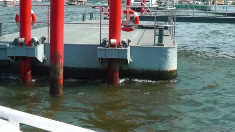 floating pier Chao Phraya River express ... | Stock Video | Pond5