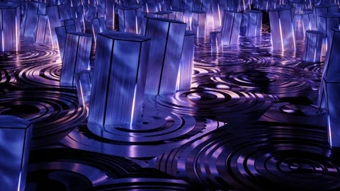 Floating pillars in neon color. | Stock Video | Pond5
