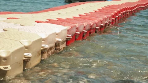 Floating plastic platform in sea. Empty ... | Stock Video | Pond5