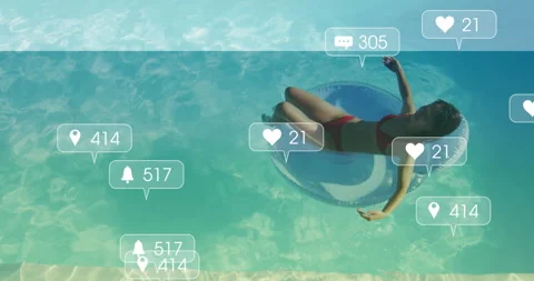 Floating on pool, person surrounded by a... | Stock Video | Pond5