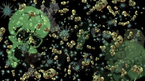 Floating Spooky Skulls Over Haunted Mons... | Stock Video | Pond5