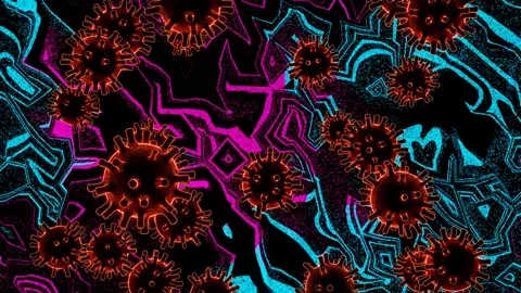 Floating Virus in Abstract Neon Space 4k... | Stock Video | Pond5