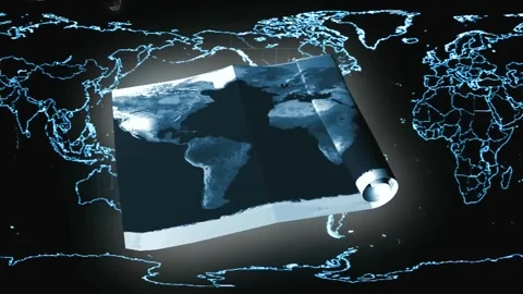 floating world map with aeroplane motion | Stock Video | Pond5