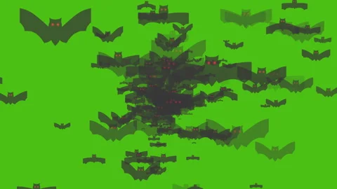 A flock of bats hover on a green backgro... | Stock Video | Pond5