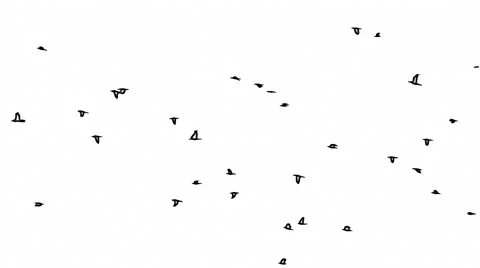 Flock Of Birds Flying Abstract Cartoon | Stock Video | Pond5