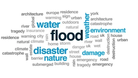 Flood animated word cloud, text design a... | Stock Video | Pond5