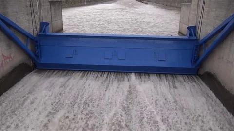 Flood control gate at Mapocho river in S... | Stock Video | Pond5
