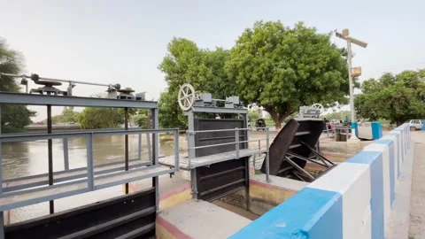 Flood Gates On Spillway On Indus River I... | Stock Video | Pond5