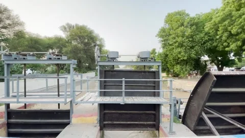 Flood Gates On Spillway On Indus River I... | Stock Video | Pond5