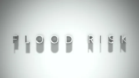 Flood Risk 3D title animation with shado... | Stock Video | Pond5