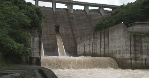 Flood Water Flows From Dam Hydroelectric... | Stock Video | Pond5