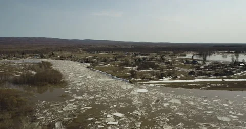 Flooded areas with ice destruction Ice d... | Stock Video | Pond5