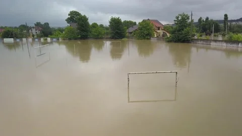 Flooded soccer field during a severe flo... | Stock Video | Pond5