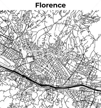 Florence City Map, Cartography Map, Street Layout Map: Graphic #267033749