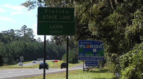 Florida, Georgia border sign Welcome to... | Stock Video | Pond5