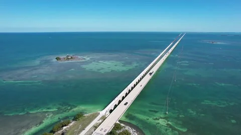 Florida Keys bridge and islands with car... | Stock Video | Pond5