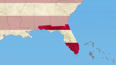 Florida map pull out, flat USA map zoom ... | Stock Video | Pond5