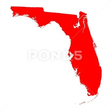 Florida red vector map silhouette isolated on white background: Graphic ...