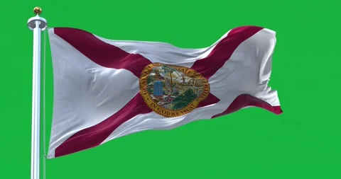 Florida state flag waving isolated on a ... | Stock Video | Pond5
