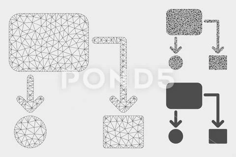 Flow Chart Vector Mesh 2D Model and Triangle Mosaic Icon: Graphic ...
