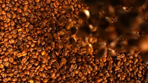 Flow of Coffee Beans Falling Down in the... | Stock Video | Pond5