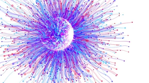 Flow of particles form sphere on white b... | Stock Video | Pond5