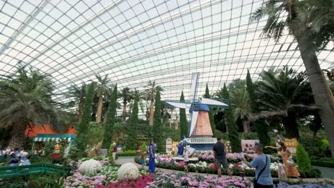 Flower Dome attraction inside Gardens by... | Stock Video | Pond5