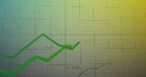 Fluctuating data trends on green line gr... | Stock Video | Pond5