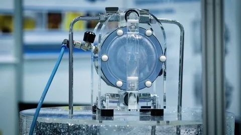 fluid double chamber valve. Equipment of... | Stock Video | Pond5