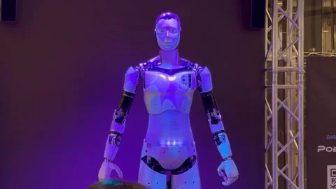 Fluid robotics: robot's grace echoes hum... | Stock Video | Pond5