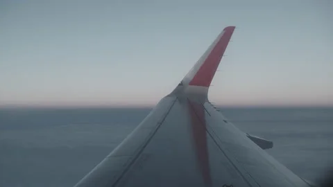 Fly aircraft curved wing in flight above... | Stock Video | Pond5