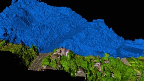 fly over 3d model obtained from drone 3d... | Stock Video | Pond5