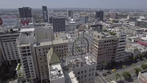 Fly UP Over Hollywood Rooftop Billboard ... | Stock Video | Pond5