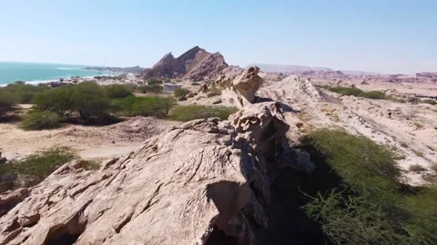 fly over sea landscape rock cliff wind e... | Stock Video | Pond5