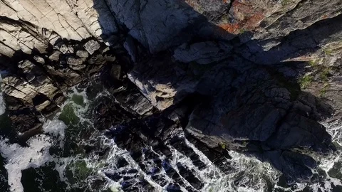 Flying above sharp cliffs, aerial top vi... | Stock Video | Pond5