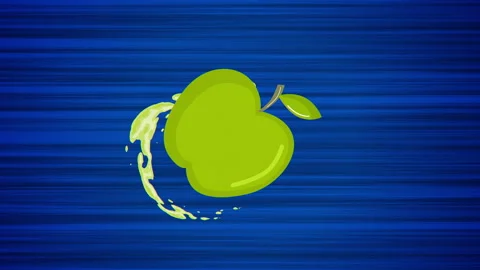 Flying apple on blue background. Looped ... | Stock Video | Pond5