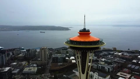 Flying around the Seattle Space Needle w... | Stock Video | Pond5