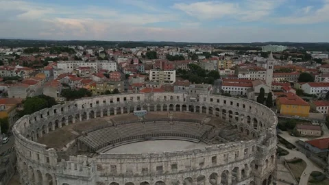 Flying away from the walls of Arena Colo... | Stock Video | Pond5