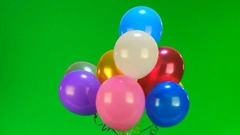 Flying balloons on green screen | Stock Video | Pond5
