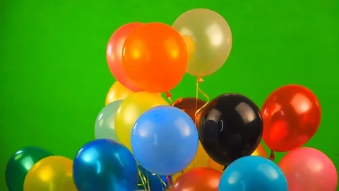 Flying balloons on green screen | Stock Video | Pond5
