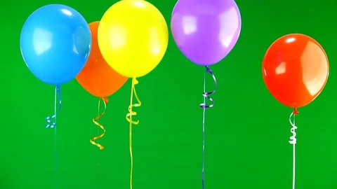 Flying balloons on green screen | Stock Video | Pond5