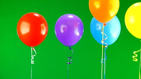 Flying balloons on green screen | Stock Video | Pond5
