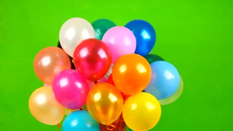 Flying balloons on green screen | Stock Video | Pond5