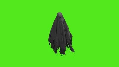 Flying black Ghost on an green screen | Stock Video | Pond5