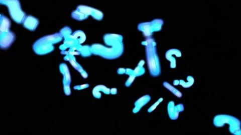 Flying blue neon question marks on a bla... | Stock Video | Pond5