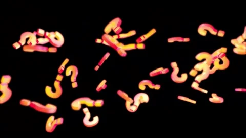 Flying blue neon question marks on a bla... | Stock Video | Pond5