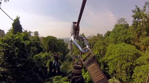 Flying bungee jumping in the jungle of T... | Stock Video | Pond5
