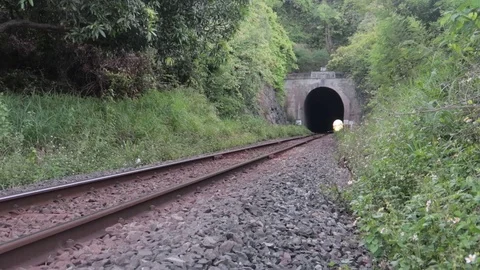 flying camera shoots like a train in the... | Stock Video | Pond5